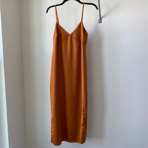 New Look | Dresses | Stunning Satiny Rust Orange Dress | Poshmark